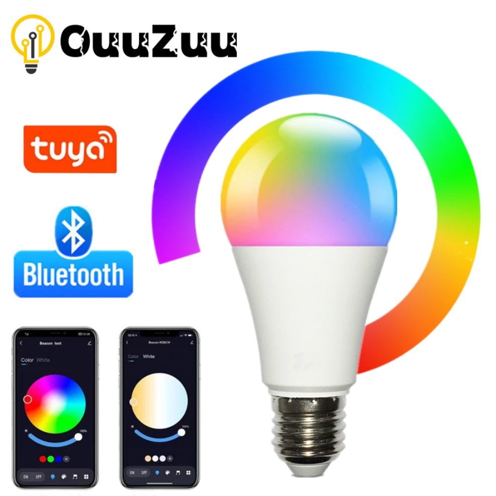 15W LED E27 RGB Bluetooth Smart Light Bulb 110V 220V Wireless Tuya ...