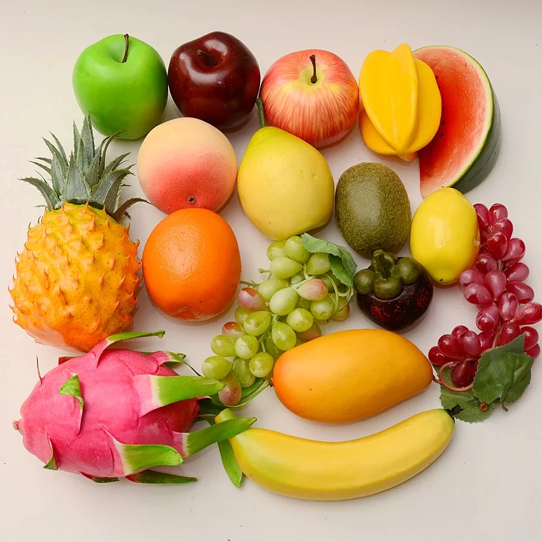 Plastic Simulation Artificial Fruits Watermelon Apple Orange Pear Lemon ...