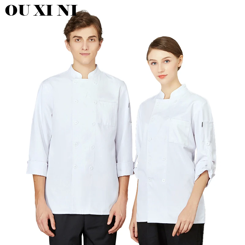 Chaqueta de Chef blanca para restaurante, uniforme de cocina a prueba ...