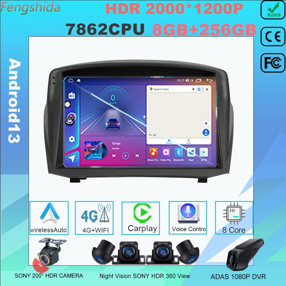 7862 CPU Android 13 per Ford Fiesta Mk 6 2009 – 2018 2 Din Navigation ...