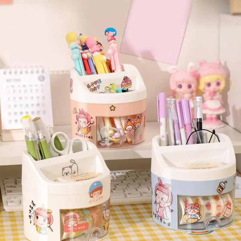 Multifunction-Drawer-Desk-Organizer-Cute-Pen-Pencil-Pot-Holder-Brush ...