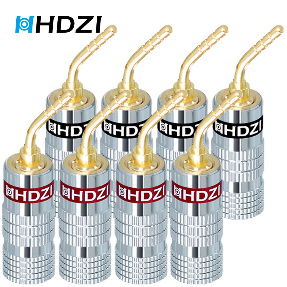 HHDZI Pure Copper Gold Plated Pin Banana Plugs for Speaker Wire Screw ...
