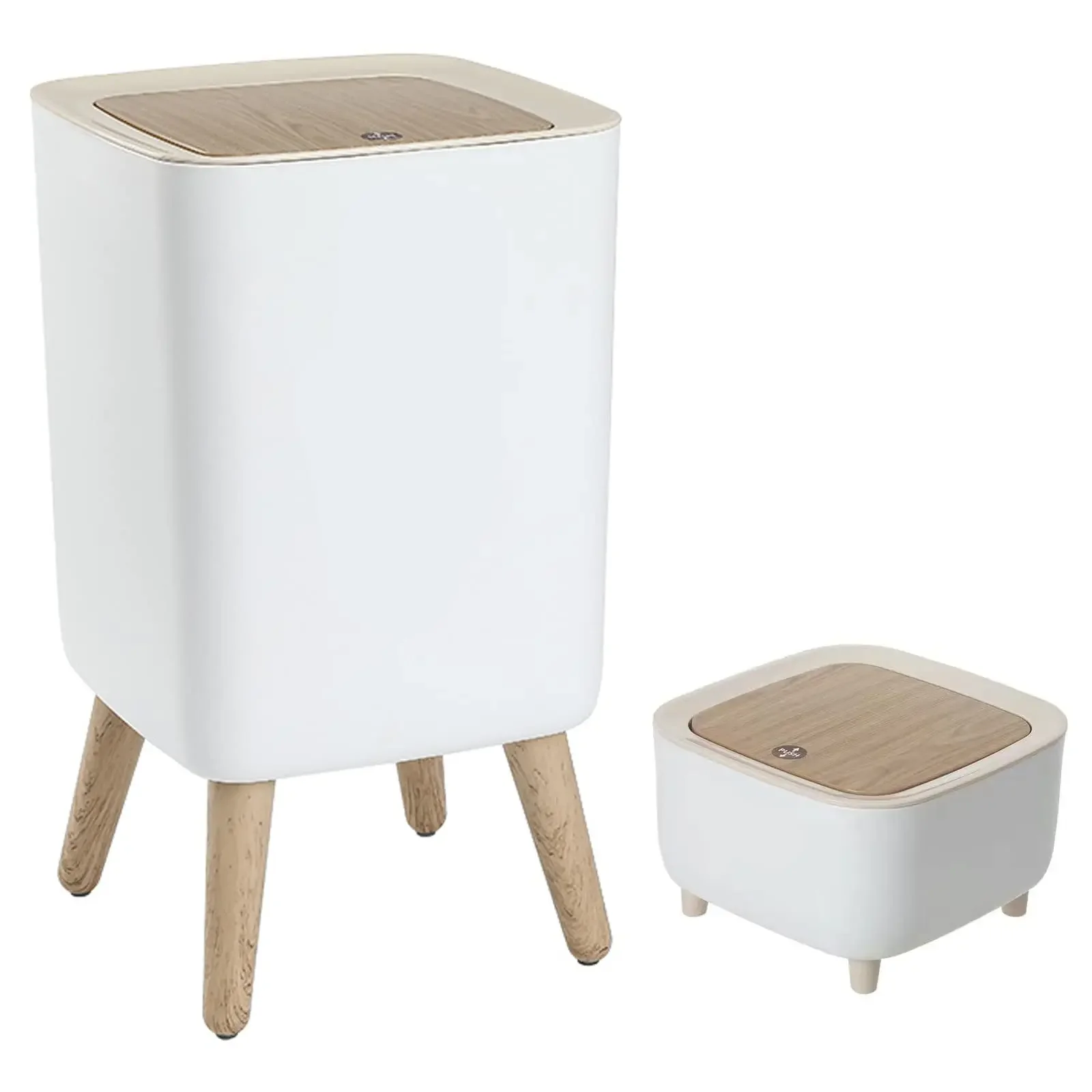 Wooden-High-Foot-Trash-Can-For-Bathroom-Creative-Kitchen-wastebin-with ...