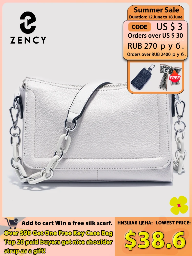 Zency 2023 New Fashion Acrylic Chain Handbags Soft Leather Top handle ...