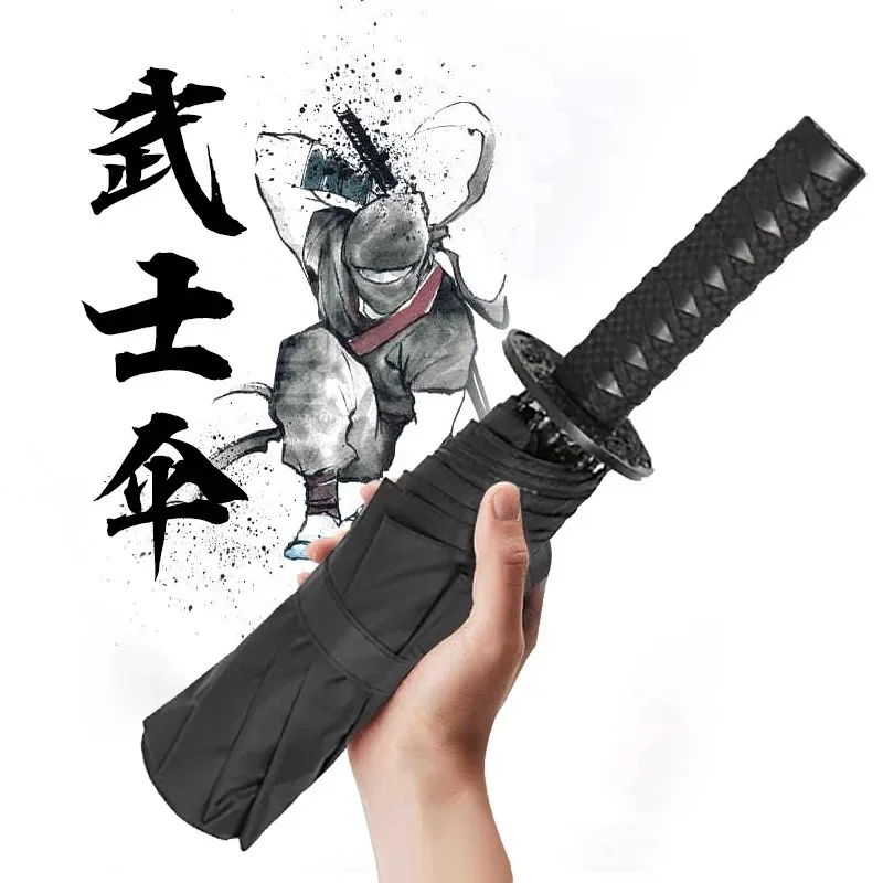Samurai-Ninja-Katana-Umbrella-3-Folding-Creative-Black-Windproof ...
