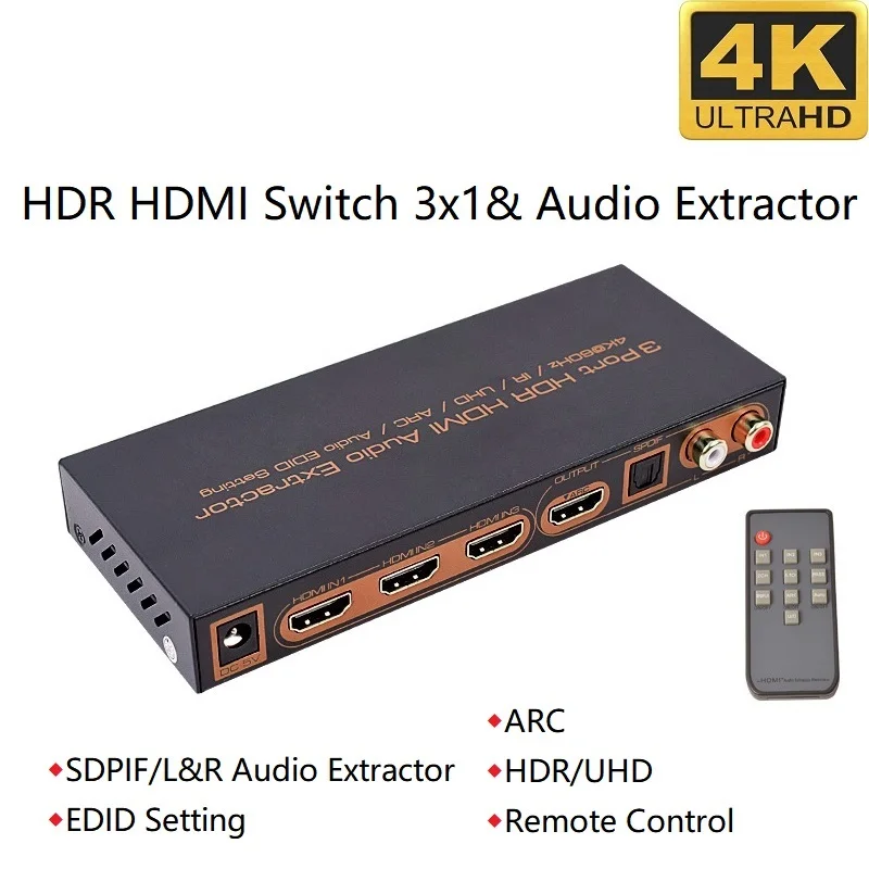 4K-HDMI-Switch-Splitter-3-Port-HDMI-compatible-Audio-Extractor-V2-0-UHD ...