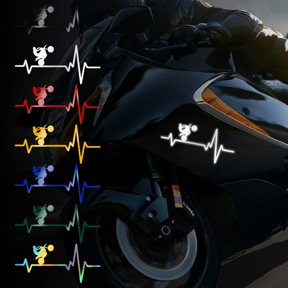 Motorcycle Sticker Heartbeat Creative Motorbike Body Vinyl Decals ...