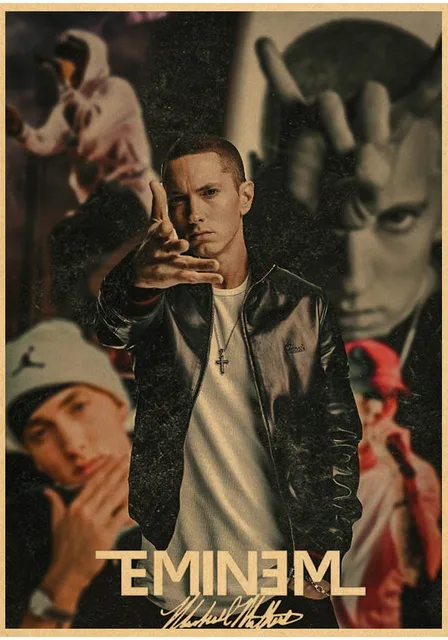 Retro Rapper Eminem the Famous American Art Poster Kraft Paper Sticker ...