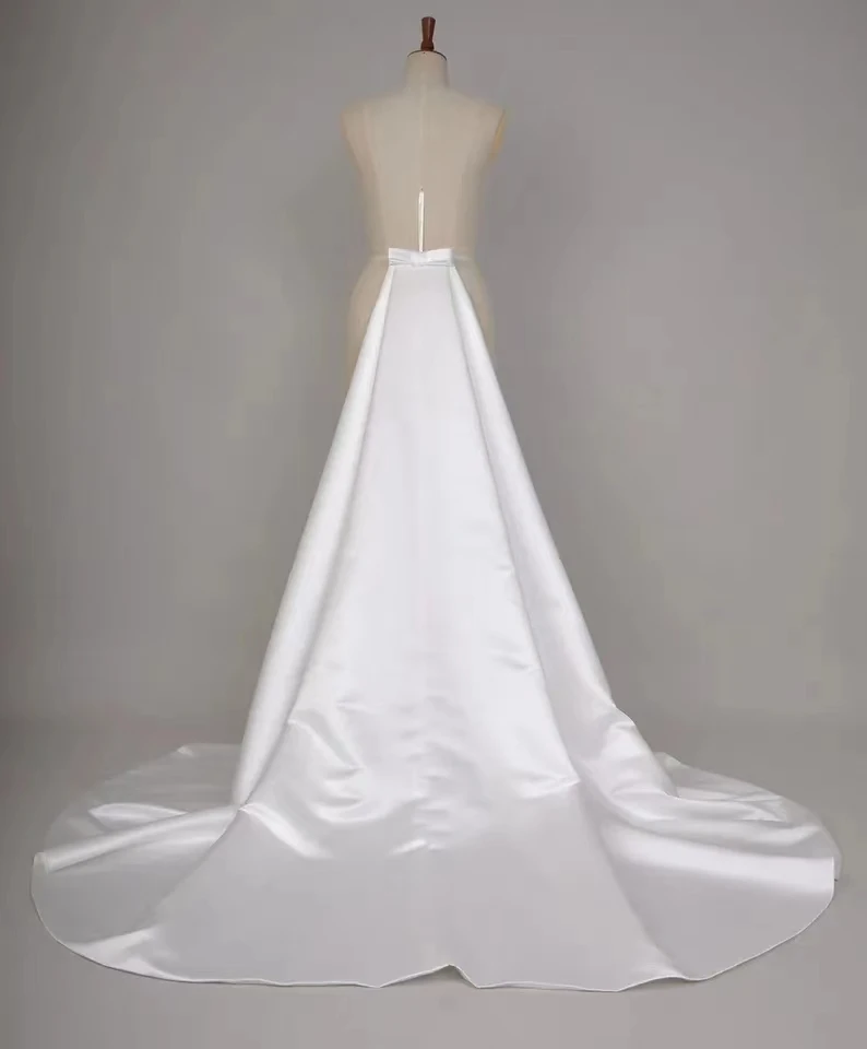 Satin-Bridal-Detachable-Train-Wedding-Removable-Skirt-for-Dresses-Party ...