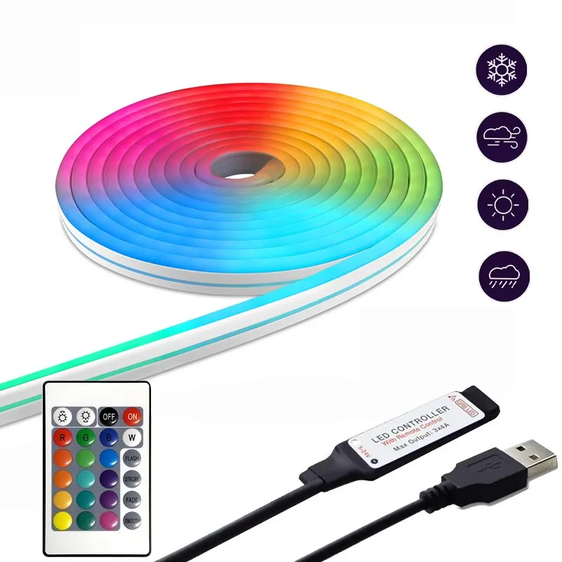 5V-LED-Light-RGB-Strip-1M-with-Remote-Control-Waterproof-SMD-3535 ...