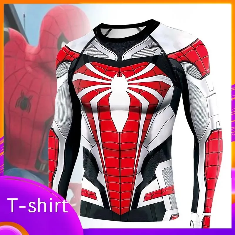 Spider-Man-Fitness-T-shirt-Quick-Dry-Long-Sleeve-Cosplay-Costume ...