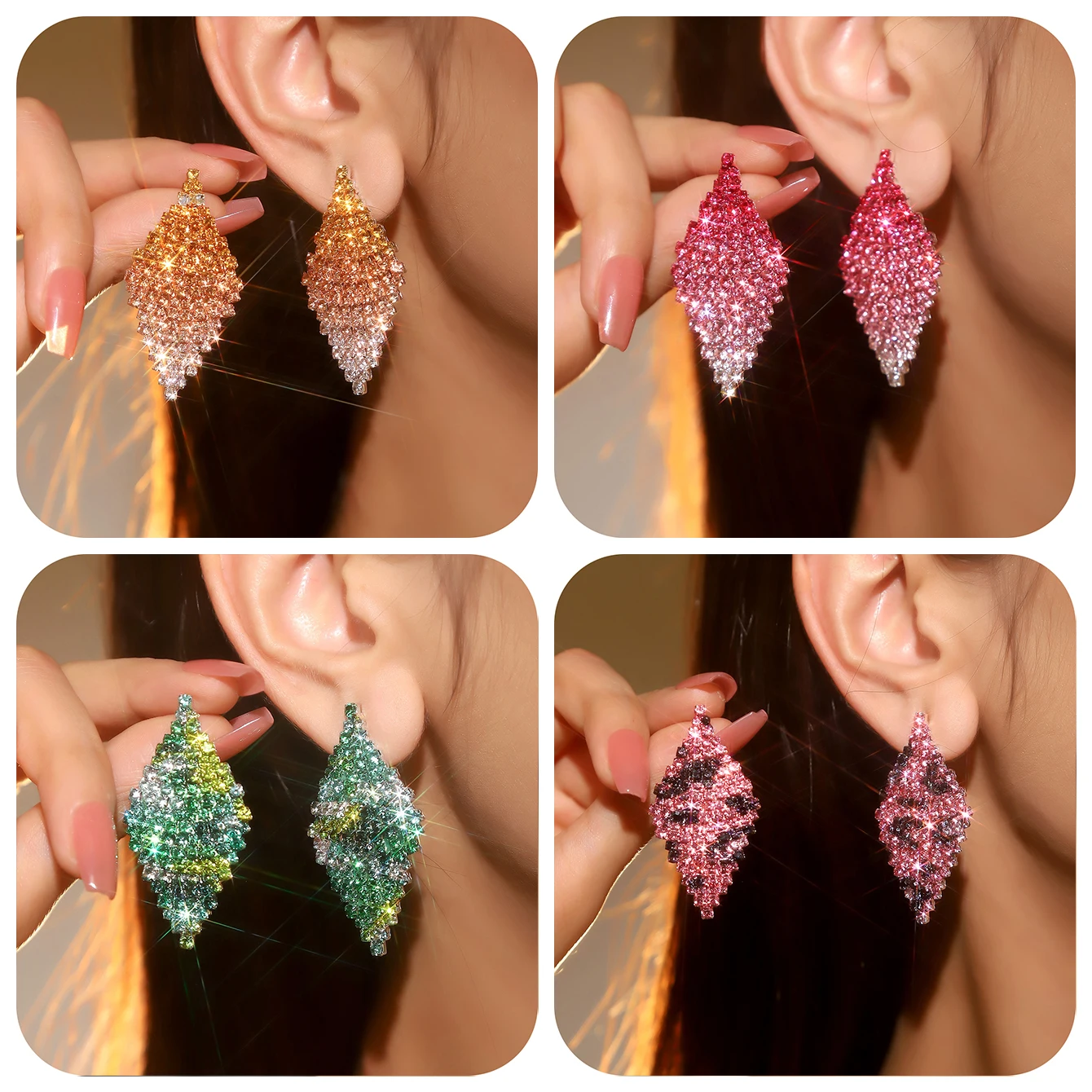 Colorful-Diamond-Dangle-Rhinestone-Earrings-Dangling-for-Women-Sparkly ...