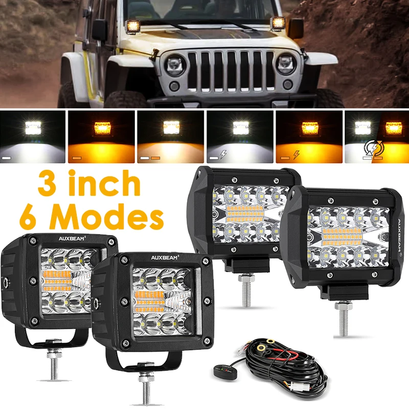 1pair 3inch / 4 Inch Cube Light Pods Square LED Work Lights Amber White ...