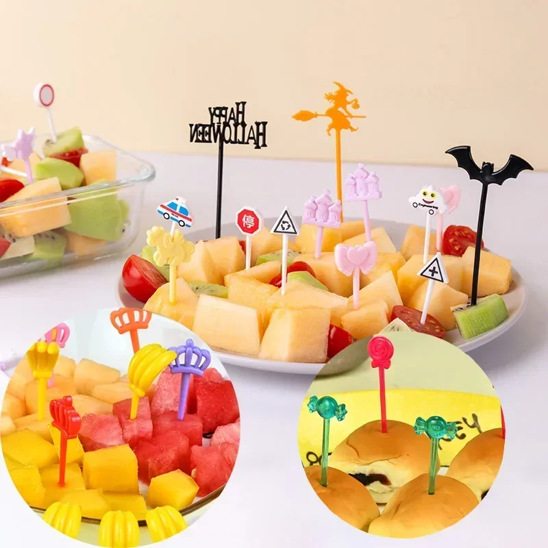 Halloween-Series-Plastic-Fruit-Fork-Set-Cute-Cartoon-Shape-Cake-Dessert ...