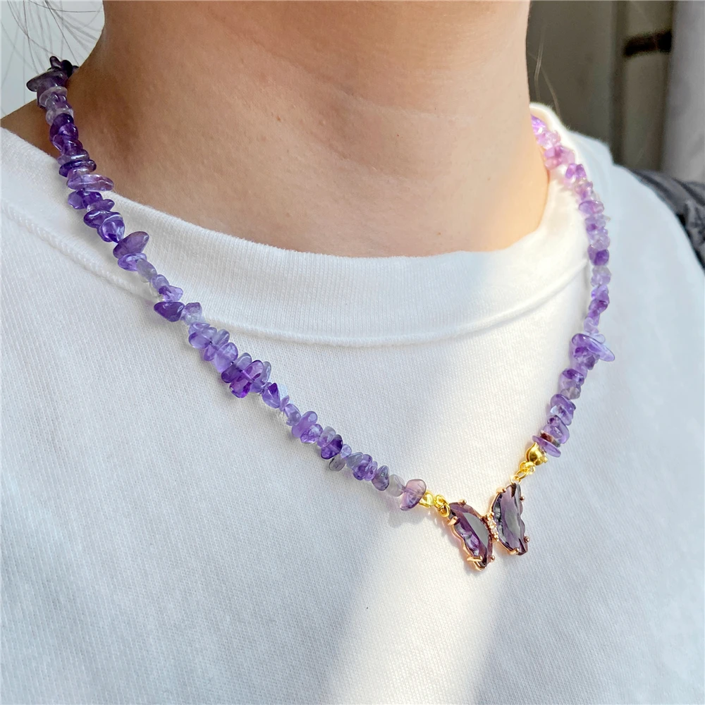 Colorful-Butterfly-Quartzs-Pendant-Necklaces-Natural-Stone-Amethysts ...