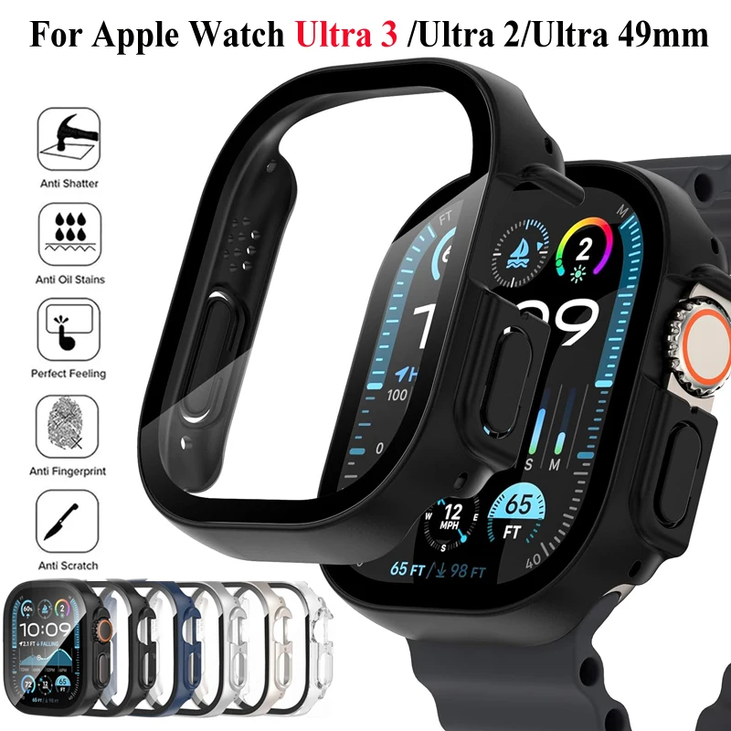 Hard Case For Apple Watch Ultra 3/2 49mm Screen Protector Tempered ...