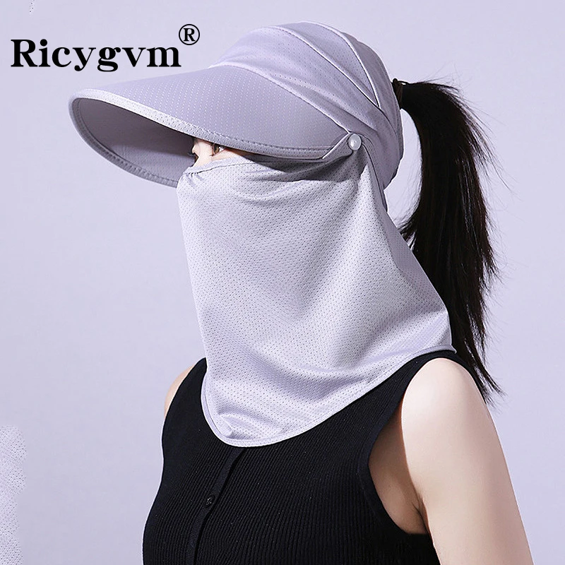RICYGVM-Summer-Sunscreen-Women-Face-Cover-Hat-Outdoor-Worker-Neck ...
