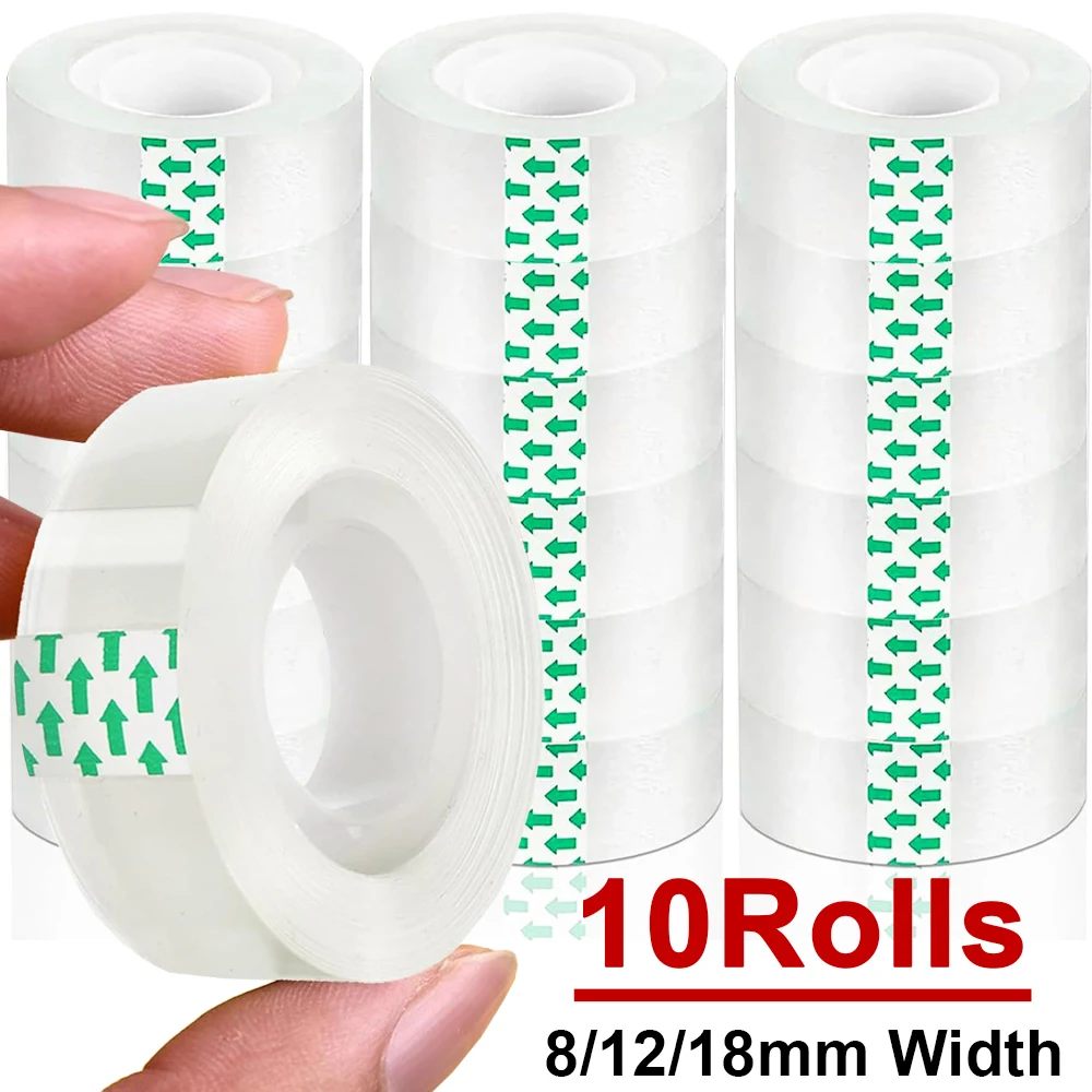 1-10-Rolls-Transparent-Tape-Refills-Wrapping-Tape-Roll-0-8cm-1-2cm-1 ...