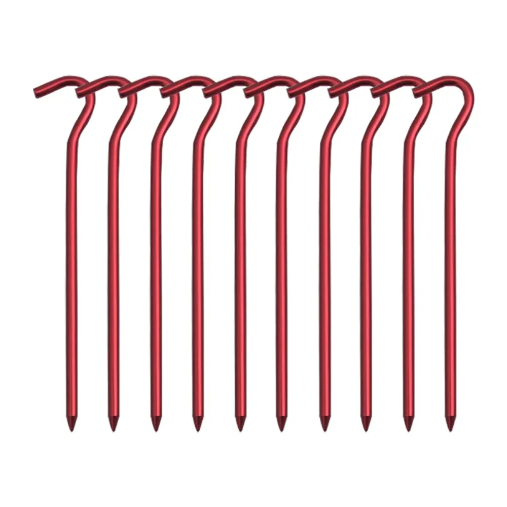 10PCS-Set-18cm-Aluminum-Alloy-Tent-Spikes-With-Hook-Garden-Stakes ...