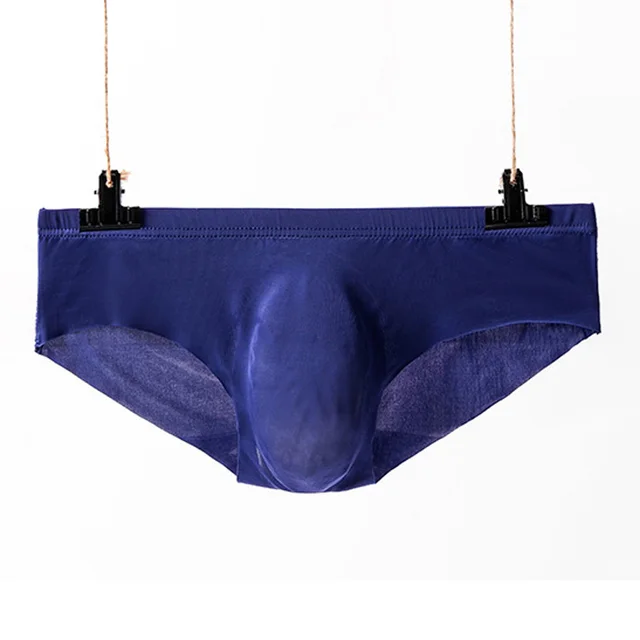 Men Briefs Ice Silk Translucent Sexy Underwear Swimming Trunks ...