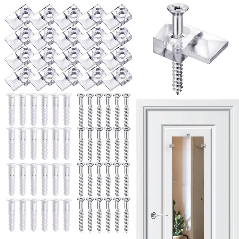 Wall-Mirror-Clips-Glass-Retainer-Clips-Transparent-20-Sets-Frame ...