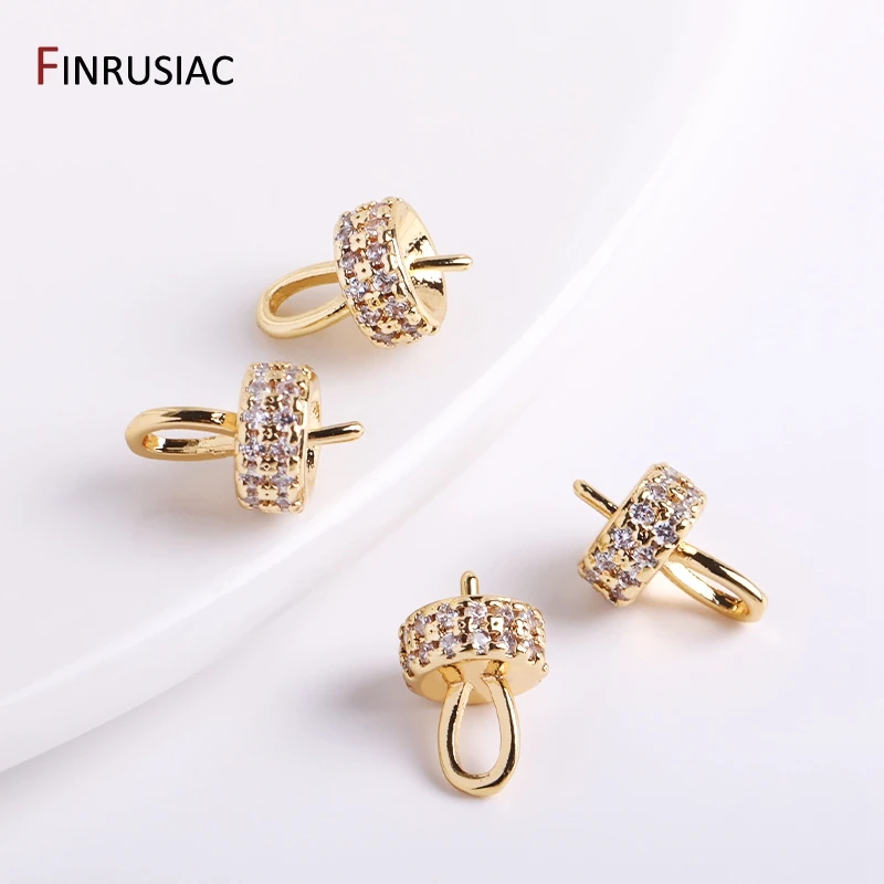 14k gold plated Brass Pearl Pendant Mounting Inlaid Zircon Crown Pearl ...