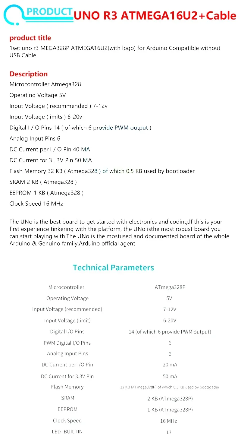 Официальная коробка UNO R3 ATMEGA16U2 UNO WiFi R3 ATMEGA328P чип CH340G ...