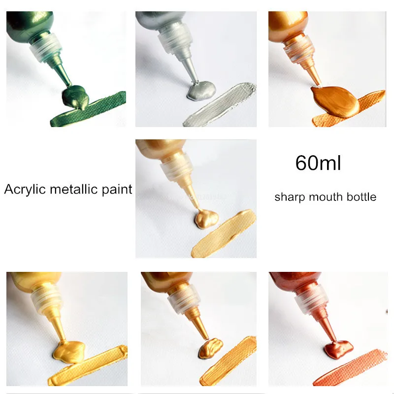 60ml Metal Acrylic Paint Waterproof Solid Color Fast DIY Handmade ...