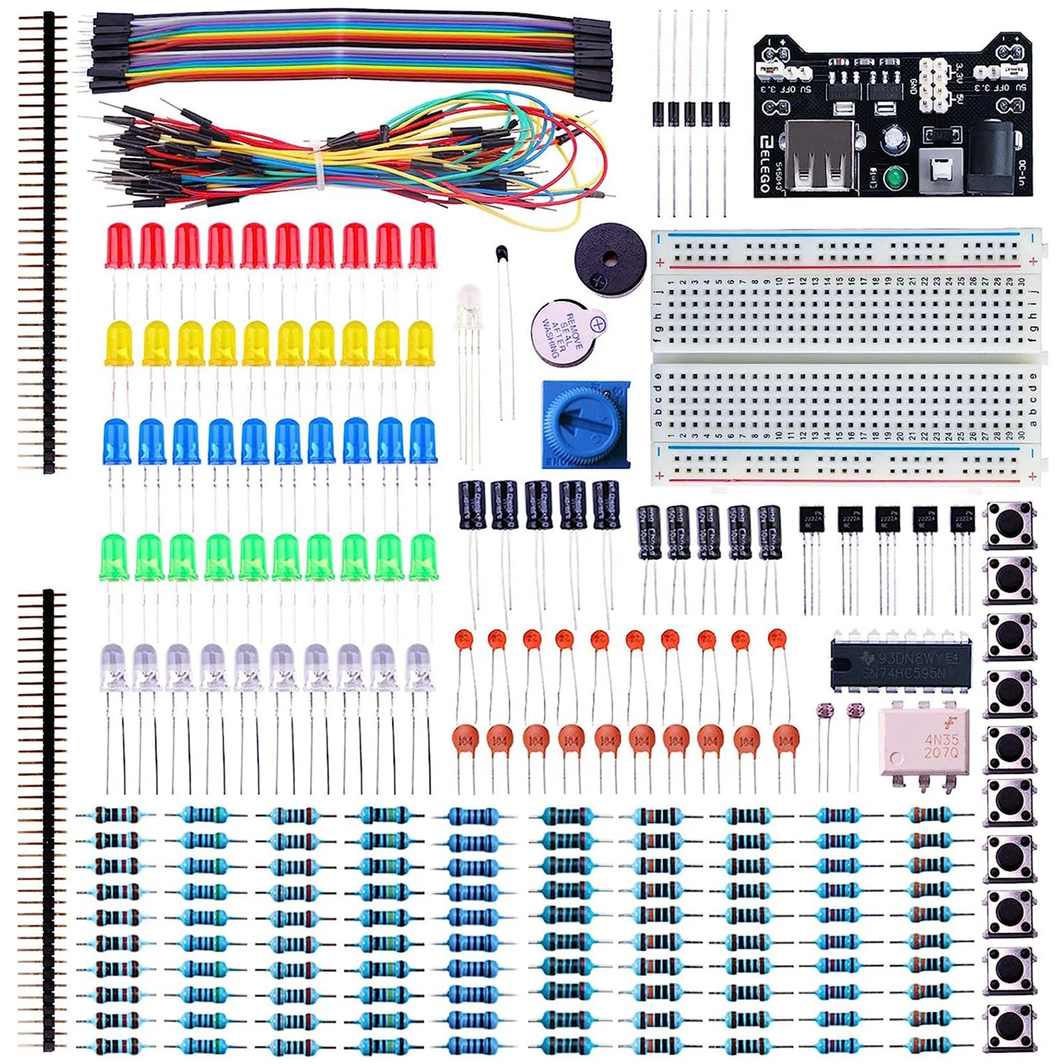 ELEGOO Electronic Fun Kit Bundle with Breadboard Cable Resistor ...