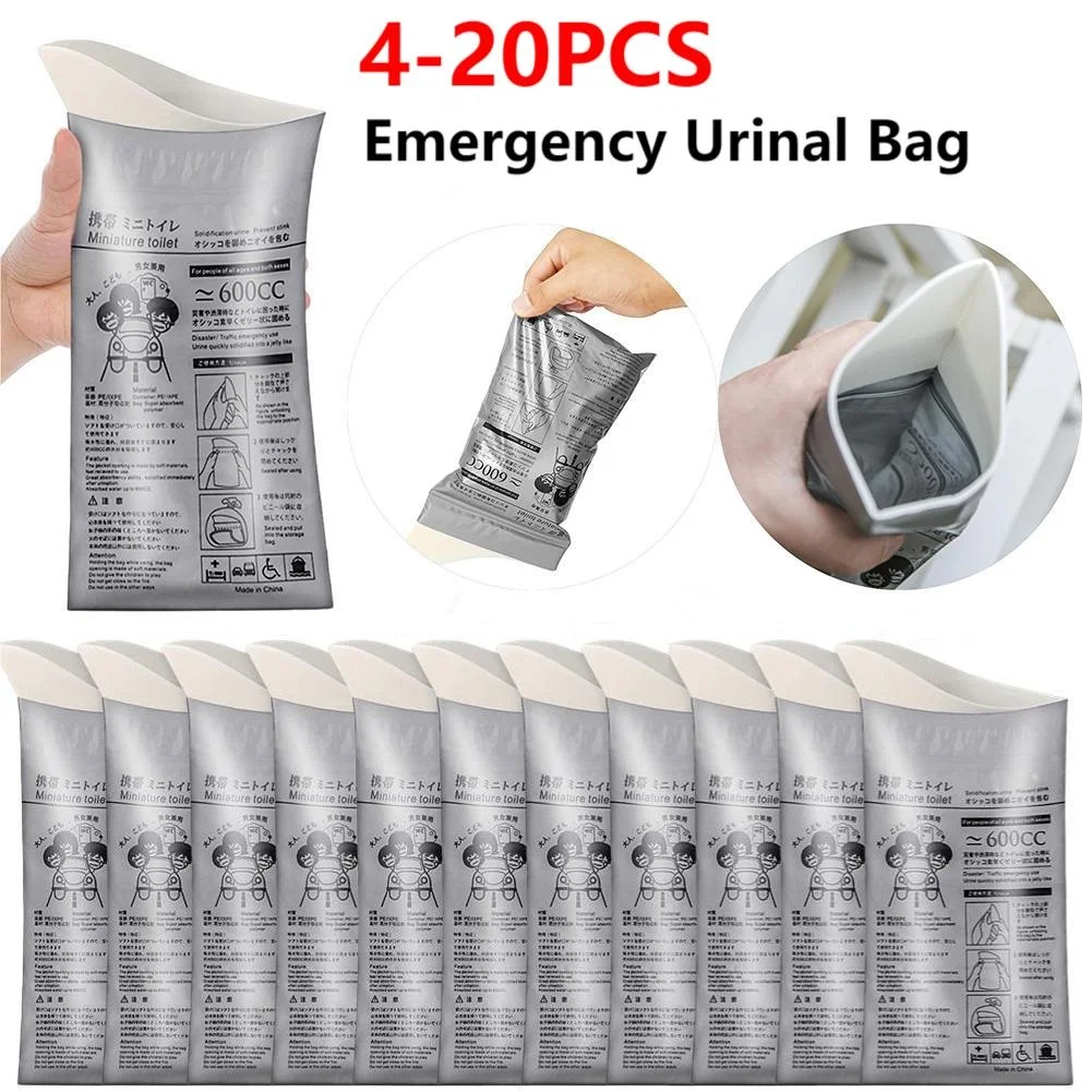 4-20PCS-Outdoor-Emergency-Urine-Bags-600ml-Easy-Take-Piss-Bags-Travel ...