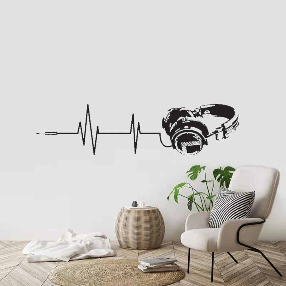 Weatherproof-Headphone-Vinyl-Wall-Sticker-Music-Art-Dj-Decal-Silhouette ...