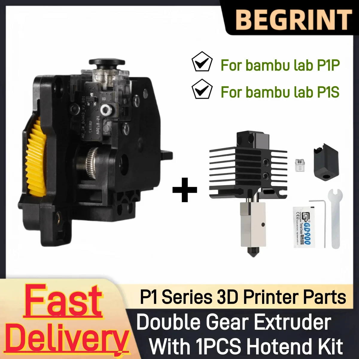For Bambu Lab P1 Series Extruder Dual Gears Extrusion Motor Hardened ...