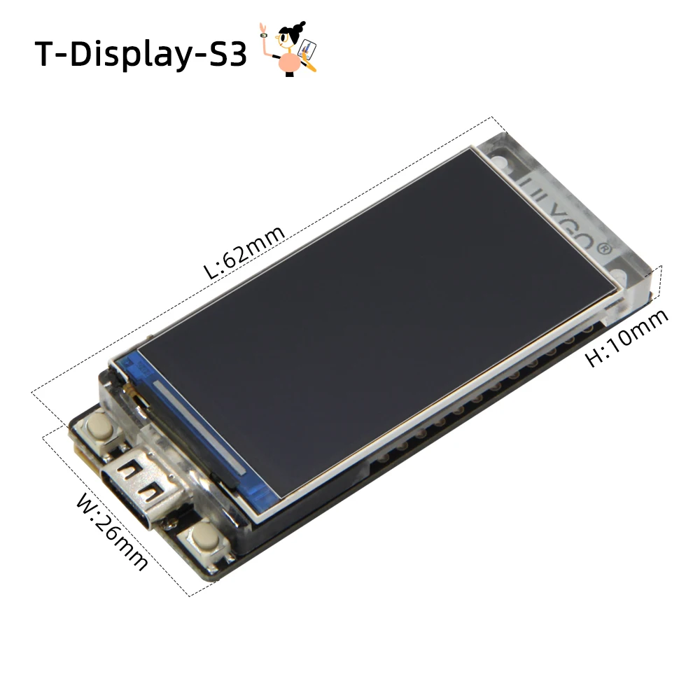 LILYGO® T-Display-S3, ST7789 1, 9 ESP32-S3 Placa de Desenvolvimento Display LCD, Módulo ...