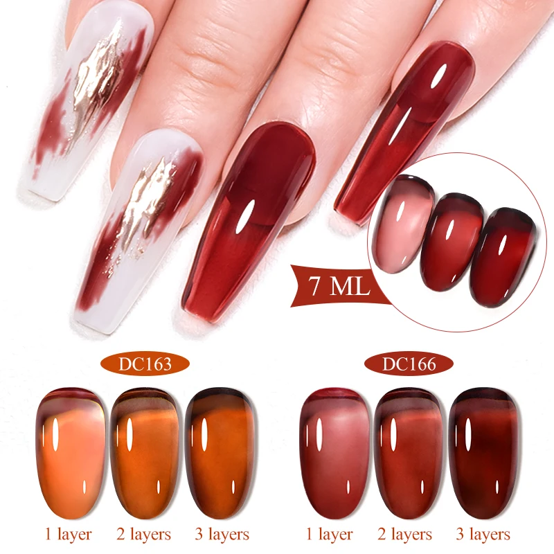 Mtssii-7ML-Jelly-Amber-Gel-Nail-Polish-Brown-Crystal-Translucent-Dull ...