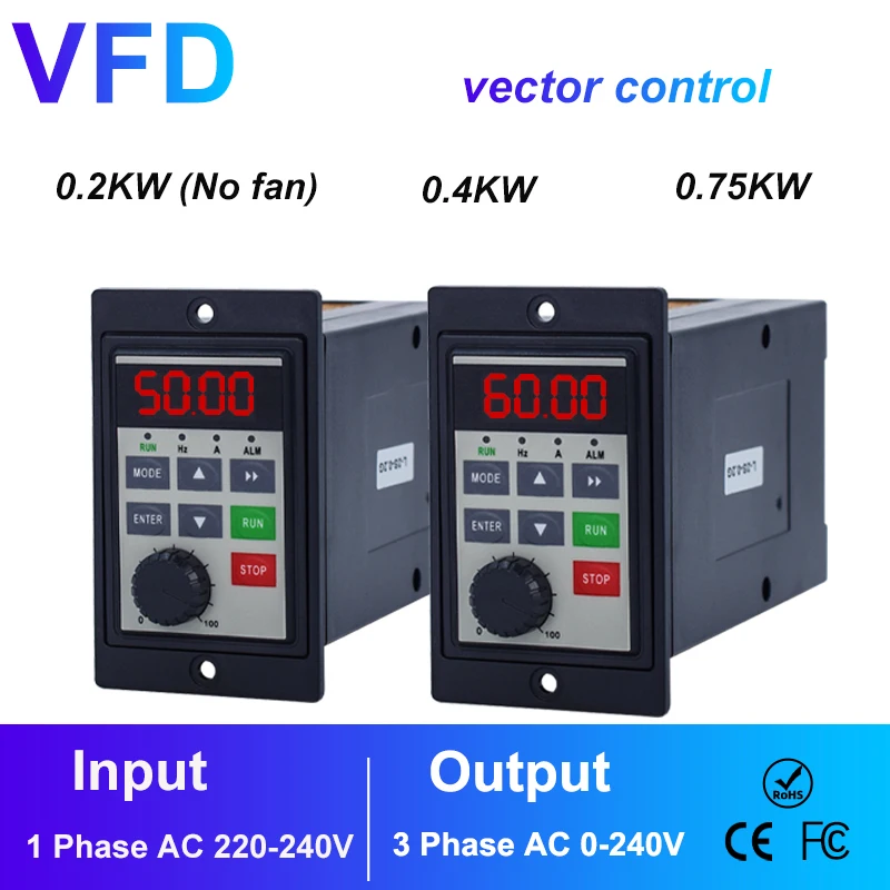 200W-400W-1HP-VFD-Economical-Variable-Frequency-Drive-220V-Motor-AC ...