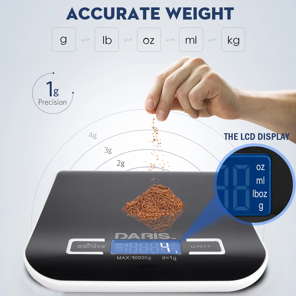 Digital Food Kitchen Scale 10kg Weight Multifunction Scale Measures ...