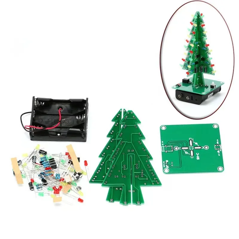 Three Dimensional 3D Colorful Christmas Tree DIY Kit Red/Green/Yellow 7 ...