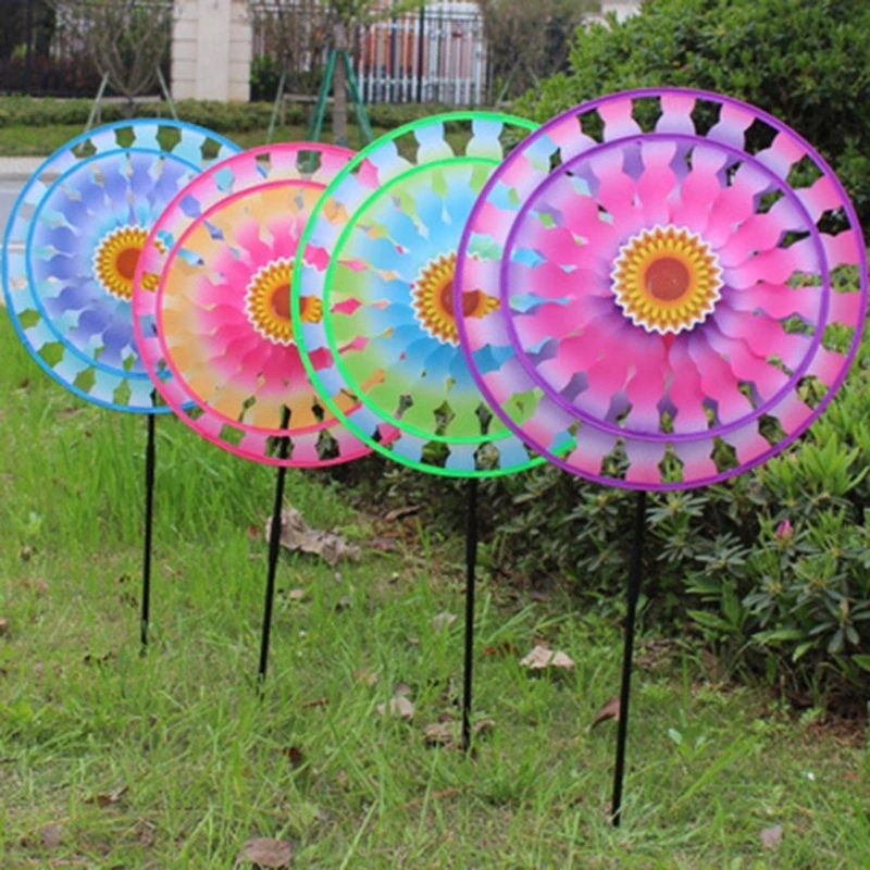 Large Wind Spinners Double Layer Windmill with Spin Flowers Colourful ...