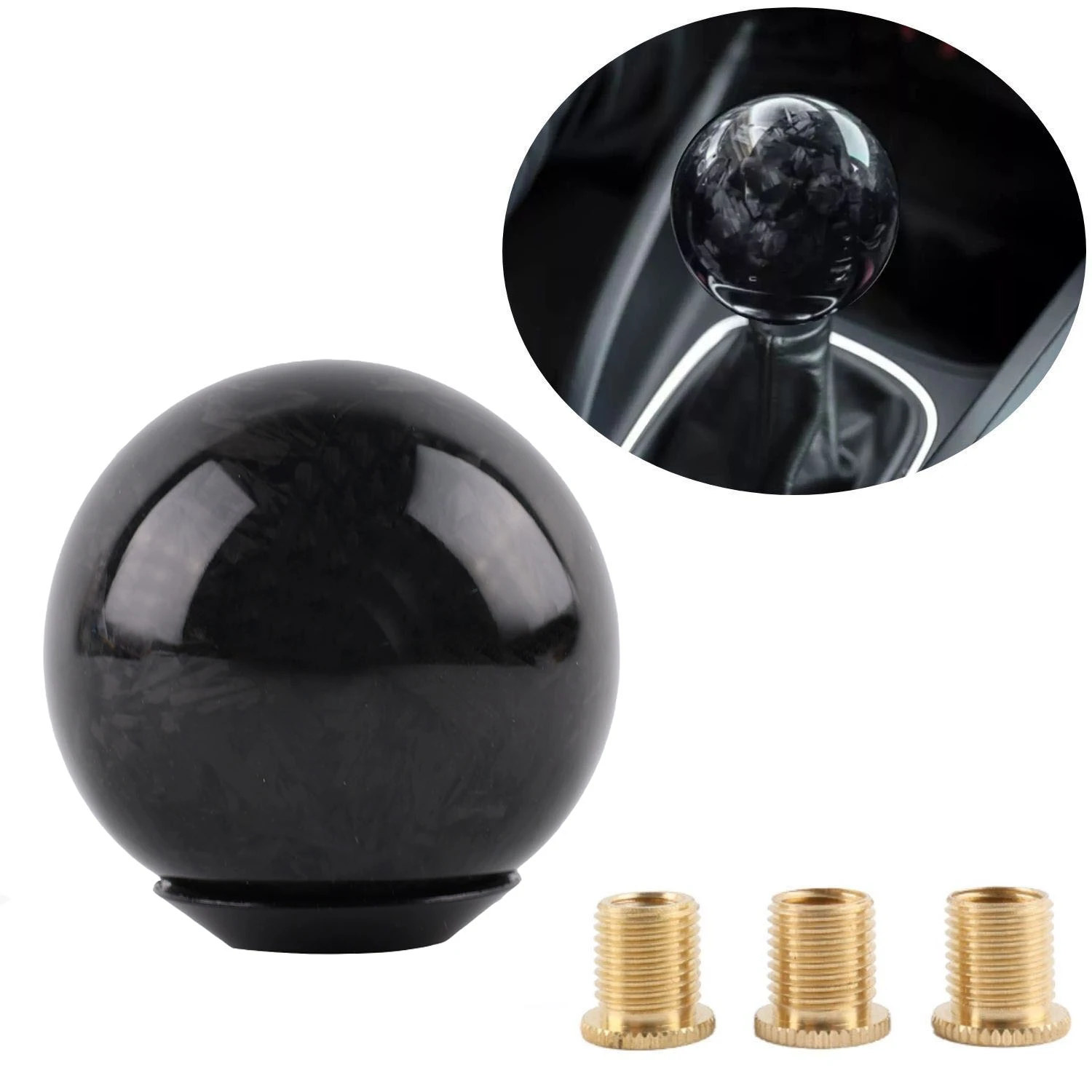 Universal Forged Carbon Fiber Manual Ball Shape Gear Shift Knob Shifter ...