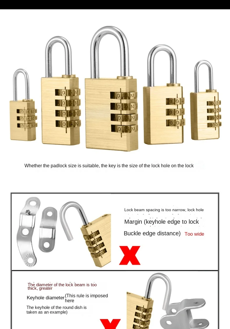 Serrure - barillet,Cadenas antivol à code en métal pour bagages,serrure ...
