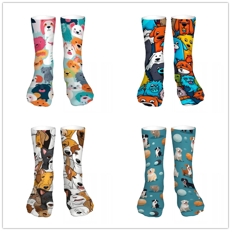 Group-Of-Cartoon-Dogs-Pattern-Mens-Womens-Funny-Crew-Socks-Cool-3D ...