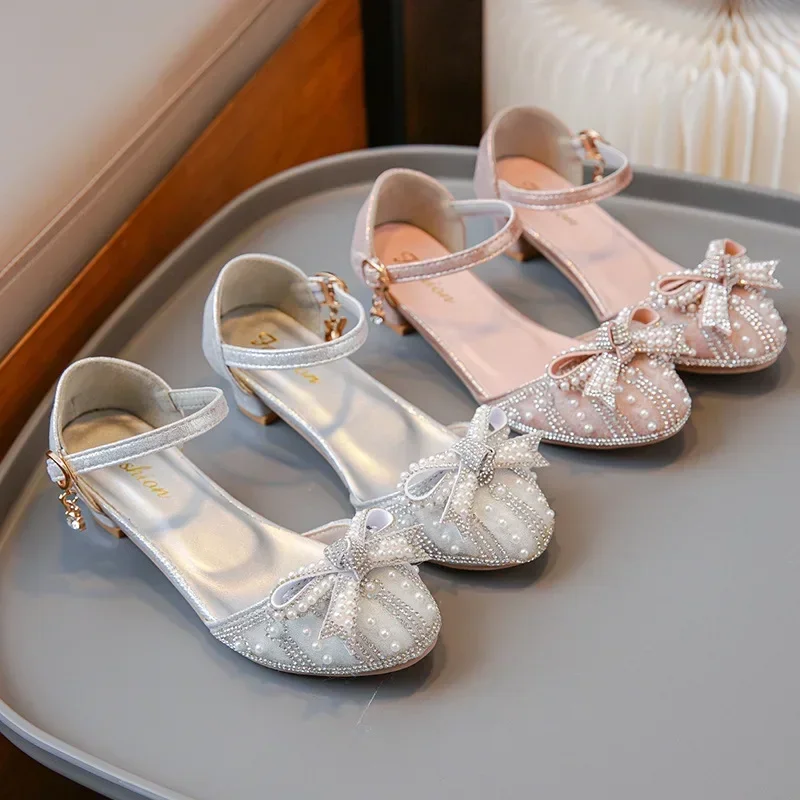 Girls' Bow Sandals Fashion Princess Shoes for Party Wedding 2025 Summer ...