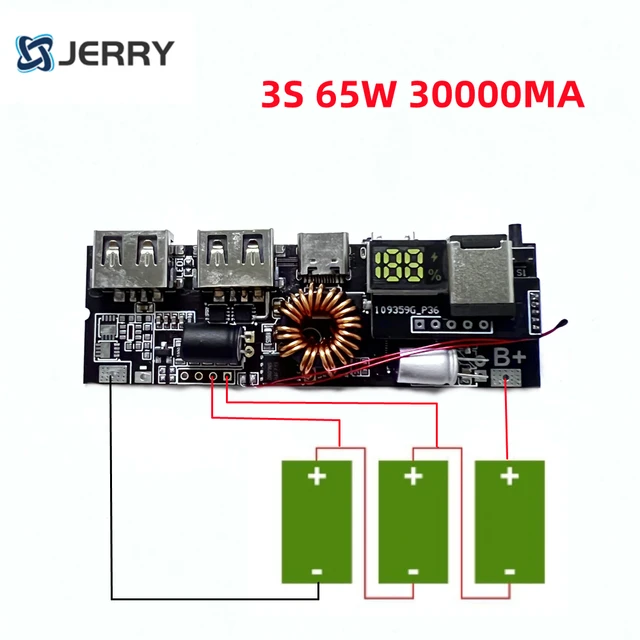 QC4.0 QC3.0 LED Dual USB PD Fast Charge 5A 100W Micro/Type-C USB Mobile Power Bank 18650 ...