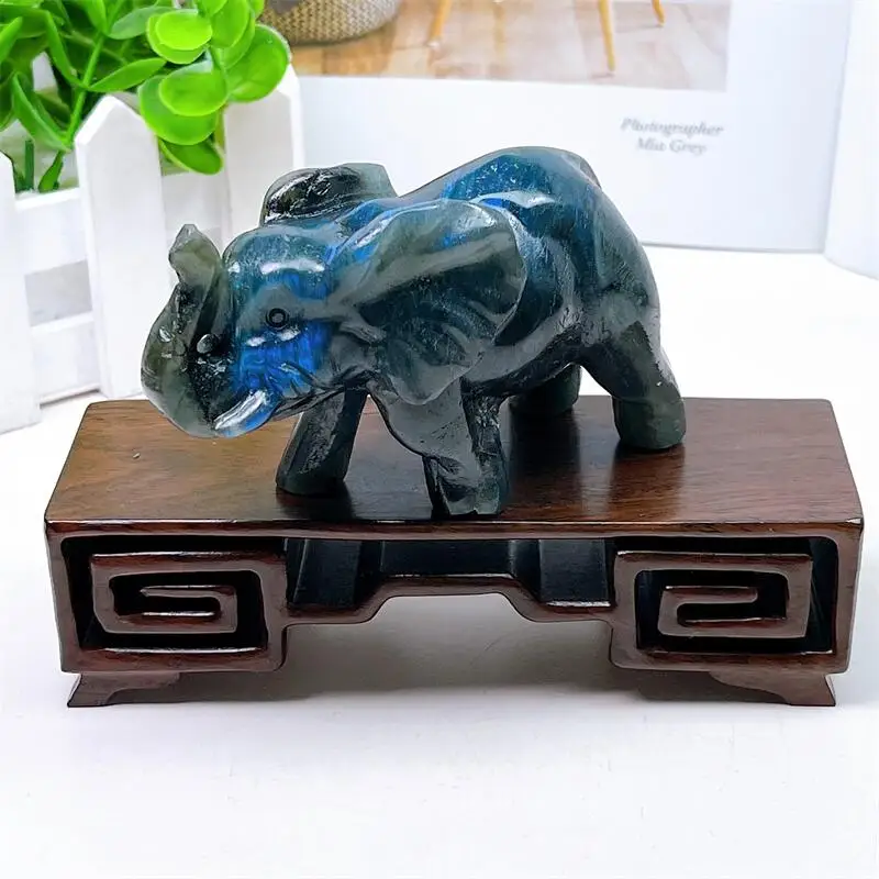Natural Labradorite Elephant Crystals Carvings Polished Animal Healing ...