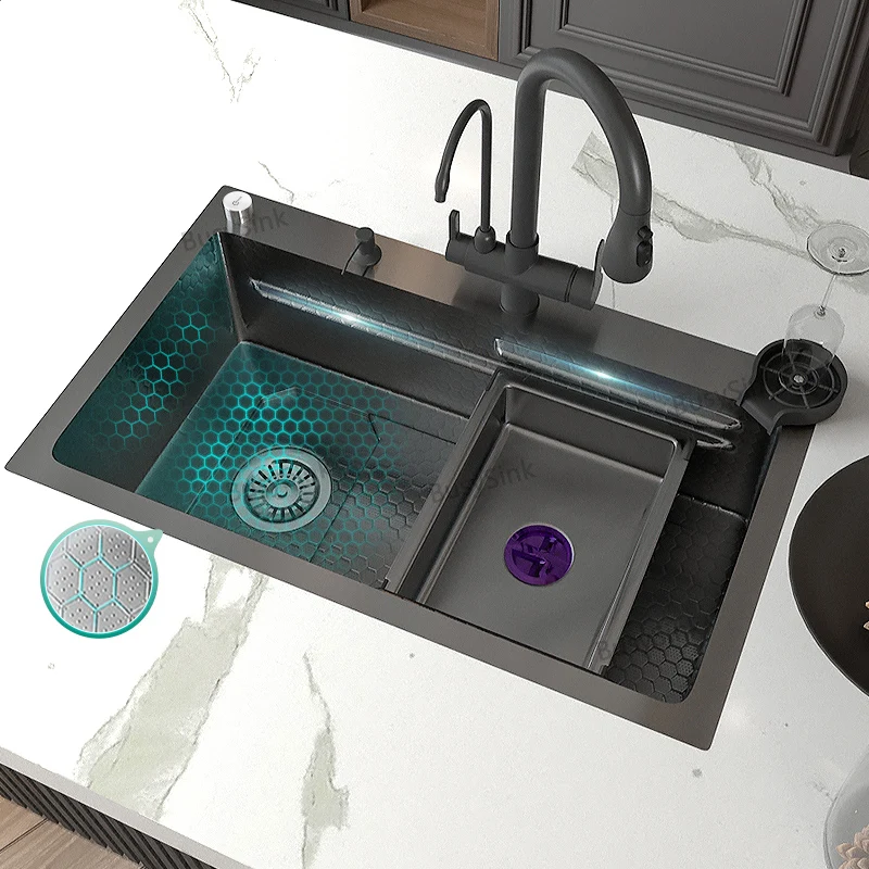 Kitchen-Sink-Stainless-Steel-Embossed-Large-Single-Slot-Wash-Basin-With ...