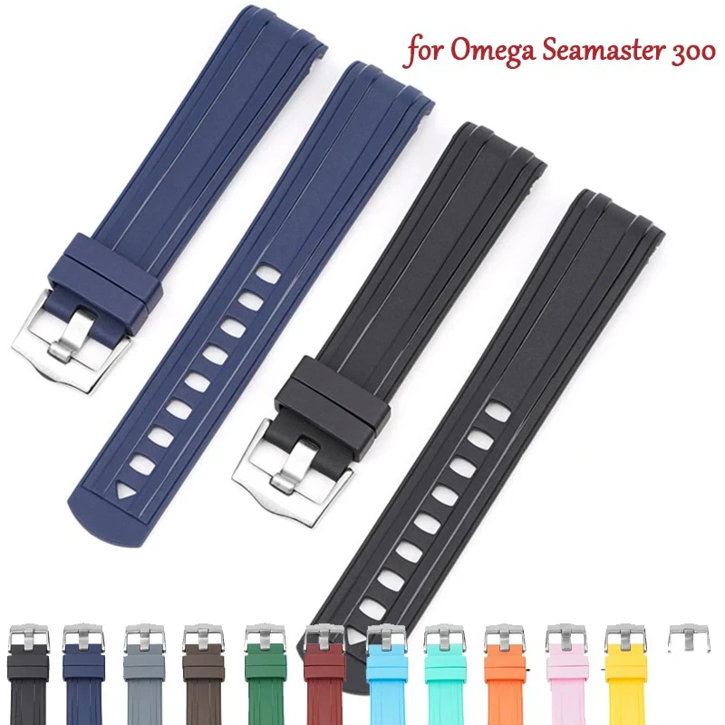 Rubber Silicone Watch Band fit for New Omega Seamaster 300 Brand Men ...