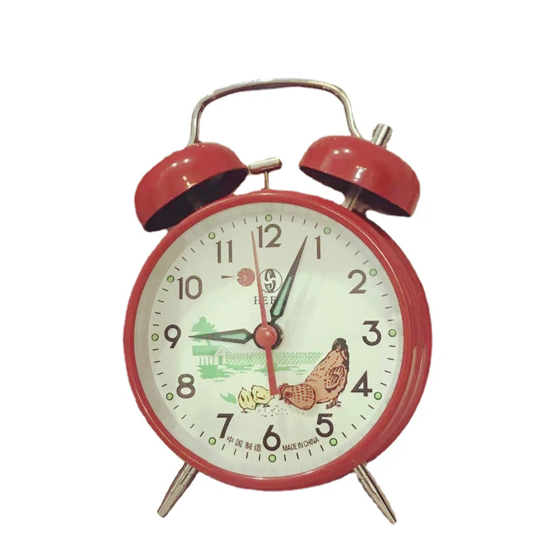Vintage-Mechanical-Alarm-Clock-Chicken-Pecking-Rice-Metal-Table-Watch ...