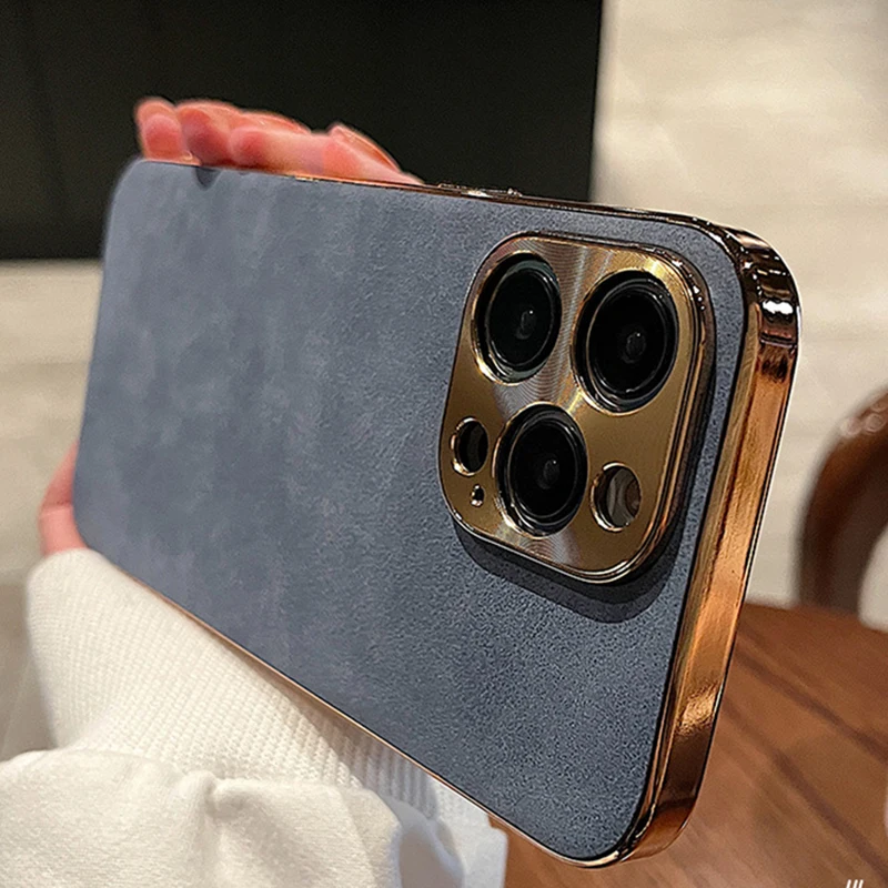 Electroplating-Leather-Phone-Case-For-iPhone-15-14-13-12-11-Pro-Max-XS ...