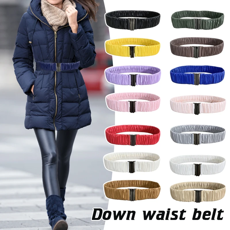 Lady-Elastic-Waist-Belt-Cinch-Stretch-Waistband-Buckle-For-Down-Puffer ...
