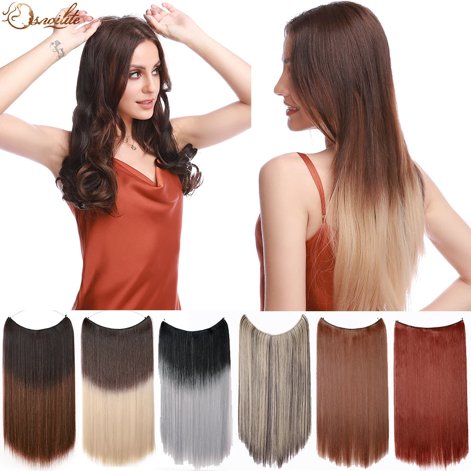 S-noilite-Synthetic-20inch-Invisible-Wire-No-Clip-One-Piece-Hair ...